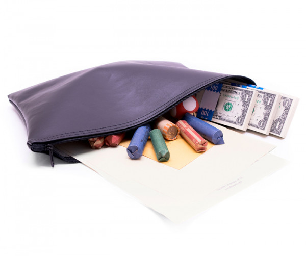 Black Zipper Bank Bag, 12" X 16"